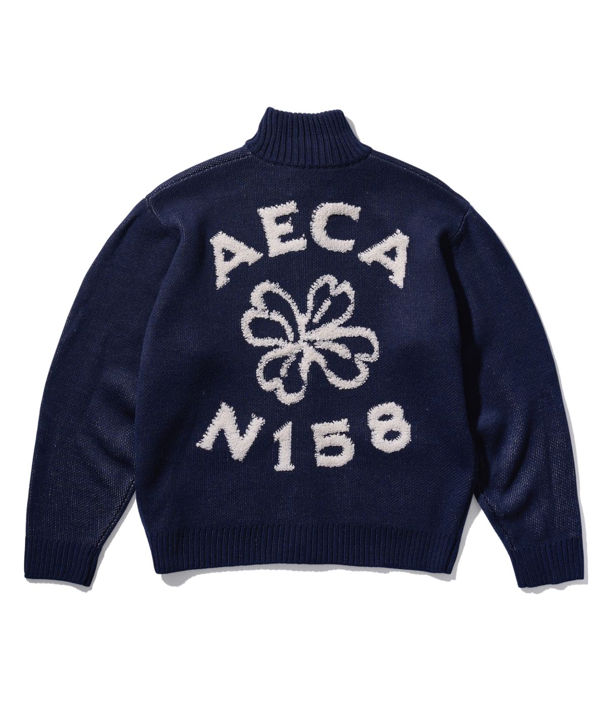 에이카화이트(AECA) AECA FLOWER BOUCLE ZIP UP KNIT-NAVY - 사이즈 & 후기 | 무신사