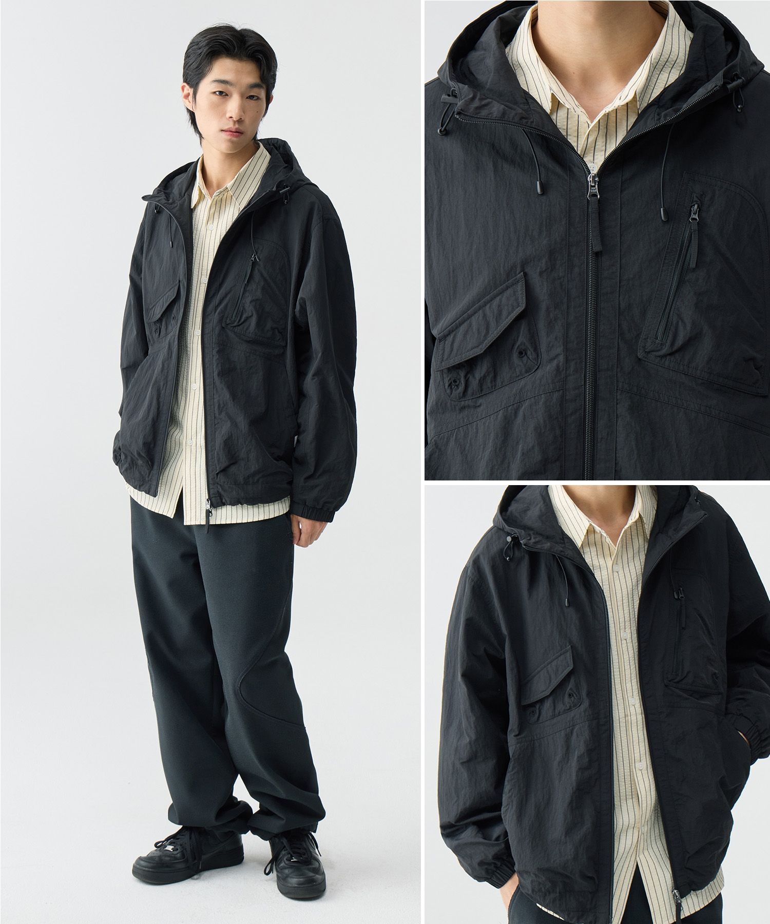 MUSINSA | Codegraphy Nylon Taslan Work Windbreaker_Black