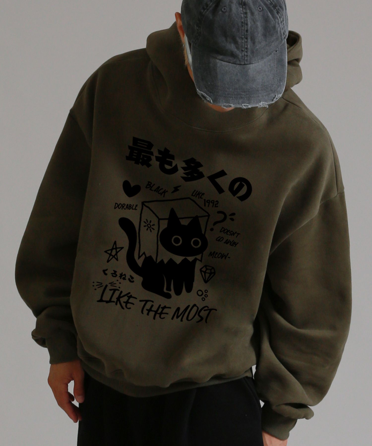 MUSINSA | LIKE THE MOST Boxcat Peach Skin Over Hoodie_5colors