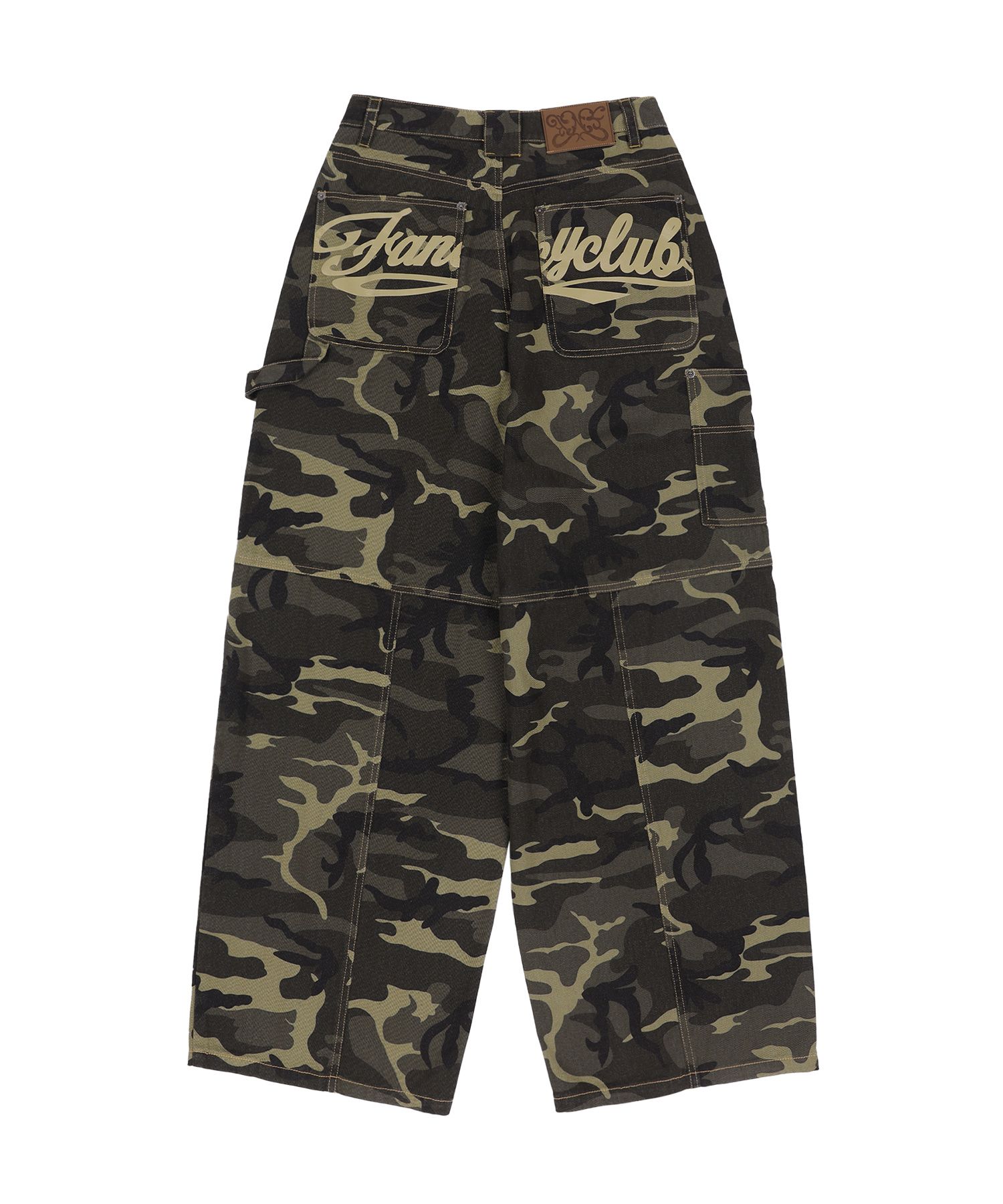 MUSINSA | FANCY CLUB Carpenter Lettering Denim Pants (KHAKI CAMO)_F24ZD884