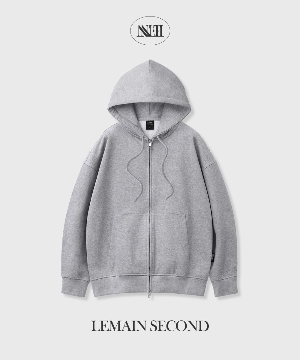 MUSINSA | LEMAIN SECOND [2PACK] 2WAY OVERFIT SWEAT HOOD ZIP-UP - GRAY/WHITE MELANGE