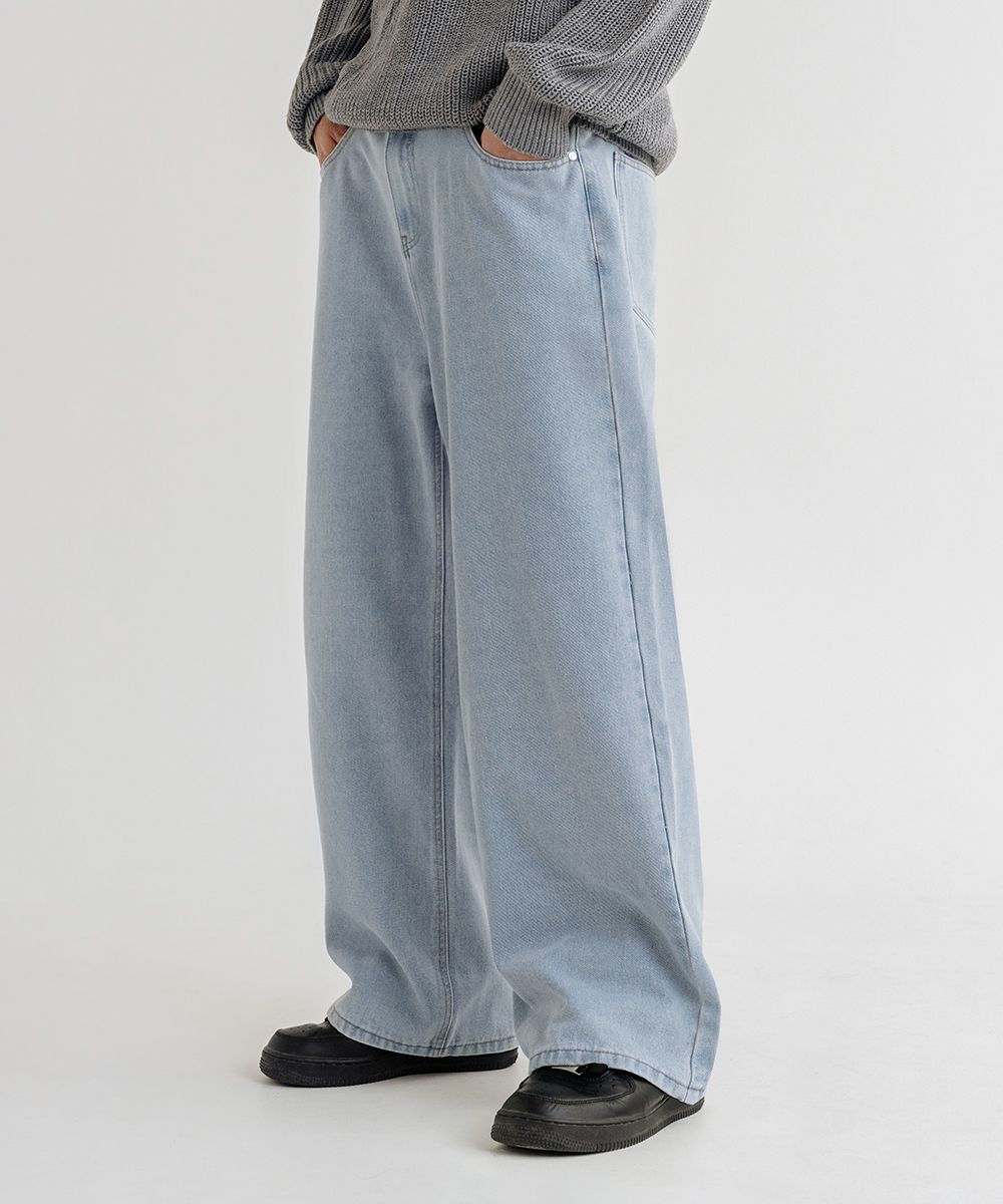 MUSINSA | LEMAIN SECOND [2PACK] NATURAL WASHING WIDE DENIM PANTS - LIGHT BLUE/MEDIUM BLUE