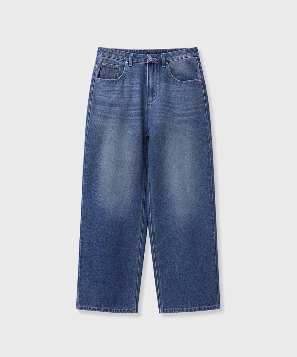 MUSINSA | LEMAIN SECOND [2PACK] VINTAGE CAT WASHING WIDE DENIM PANTS - YELLOW WASHING/DARK BLUE