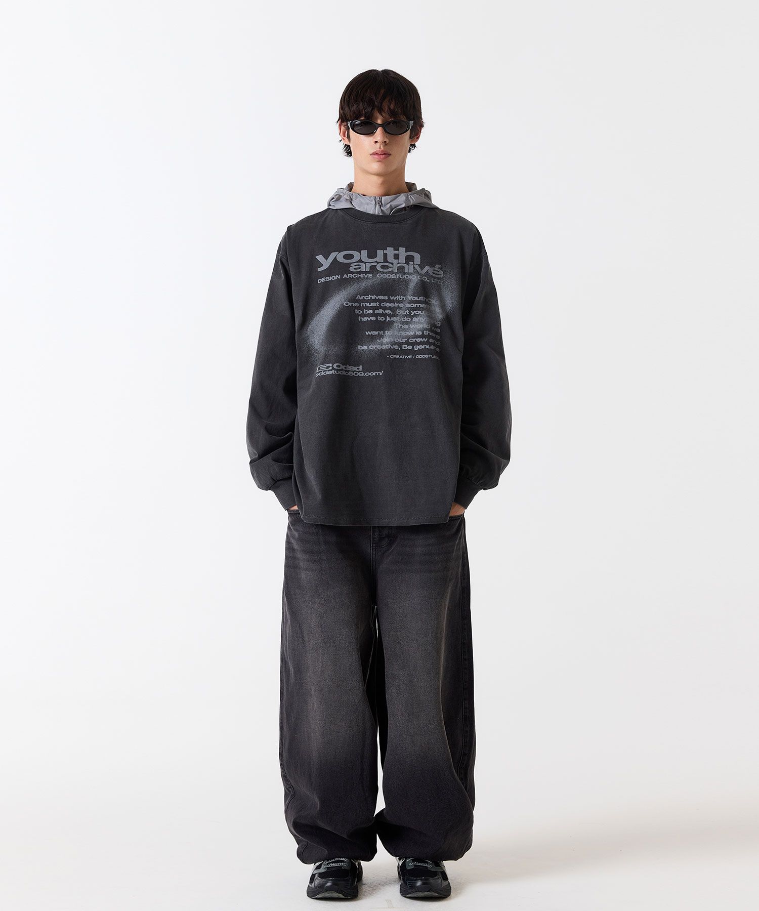 MUSINSA公式 | ODDSTUDIO YOUTH ARCHIVE PIGMENT OVERFIT LONG SLEEVE - CHARCOAL