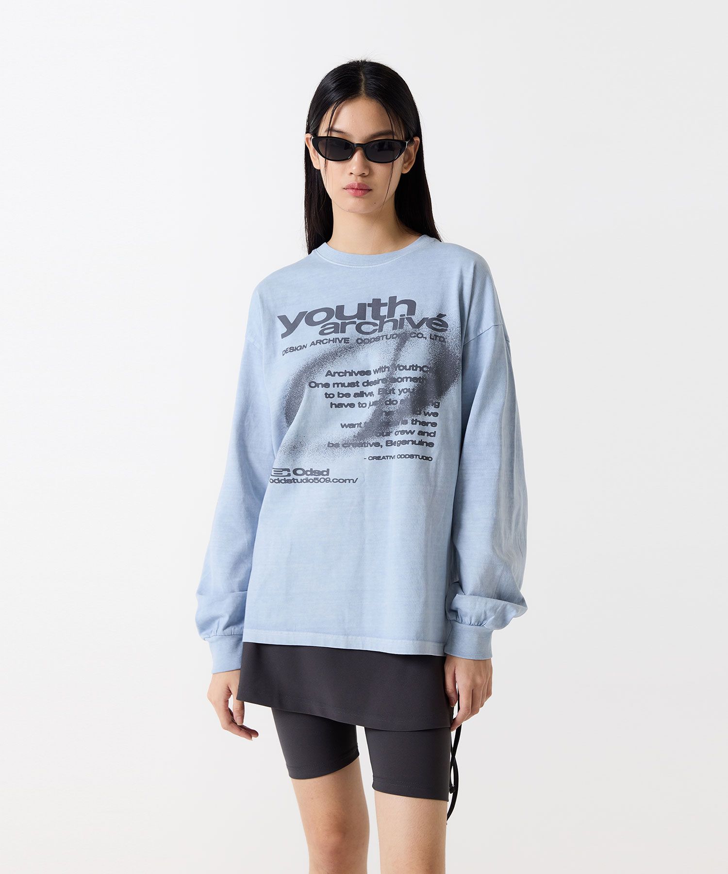 MUSINSA公式 | ODDSTUDIO YOUTH ARCHIVE PIGMENT OVERFIT LONG SLEEVE - ASH SKY