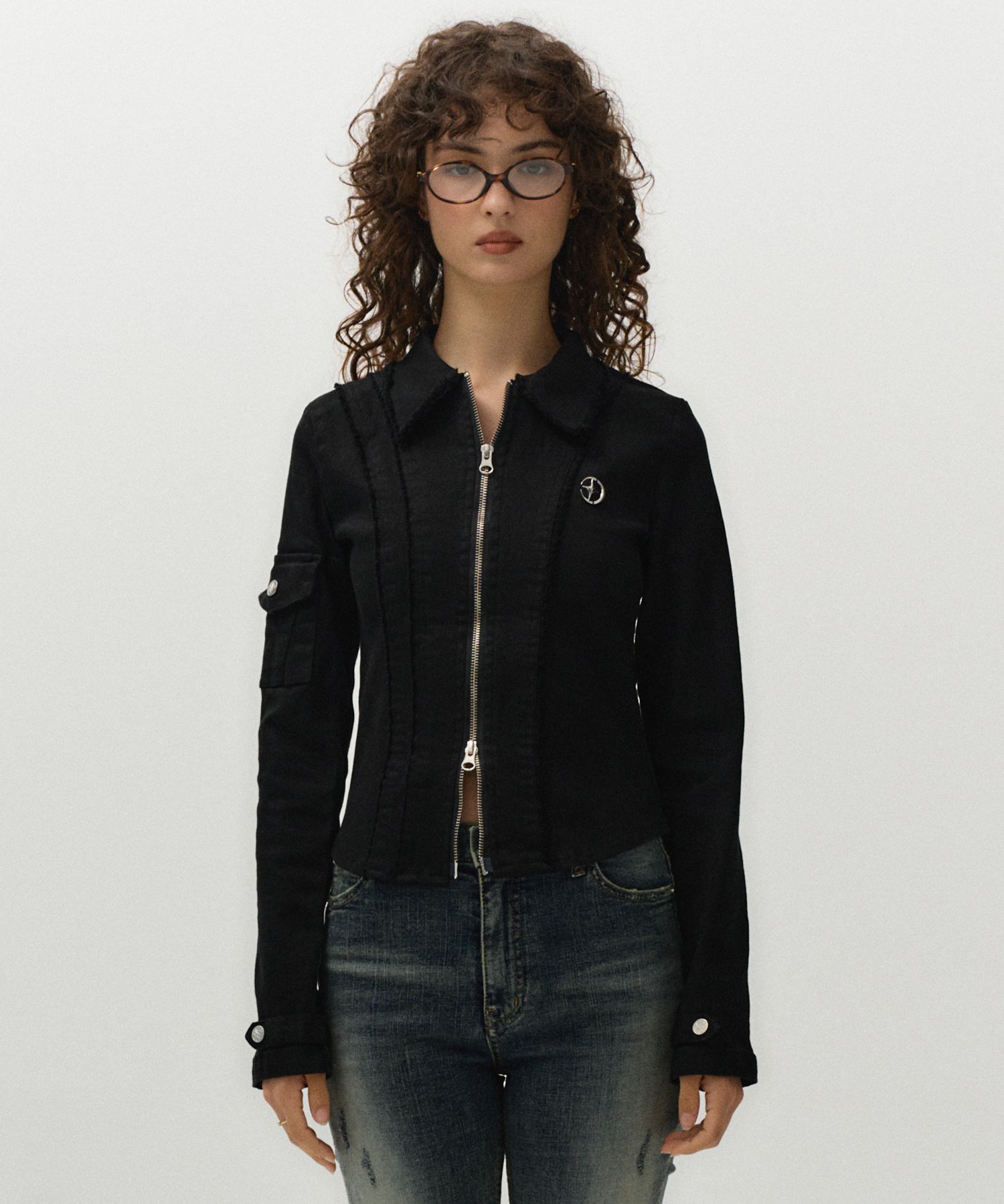 MUSINSA | MIDNIGHT MOVE cut line jacket [black]