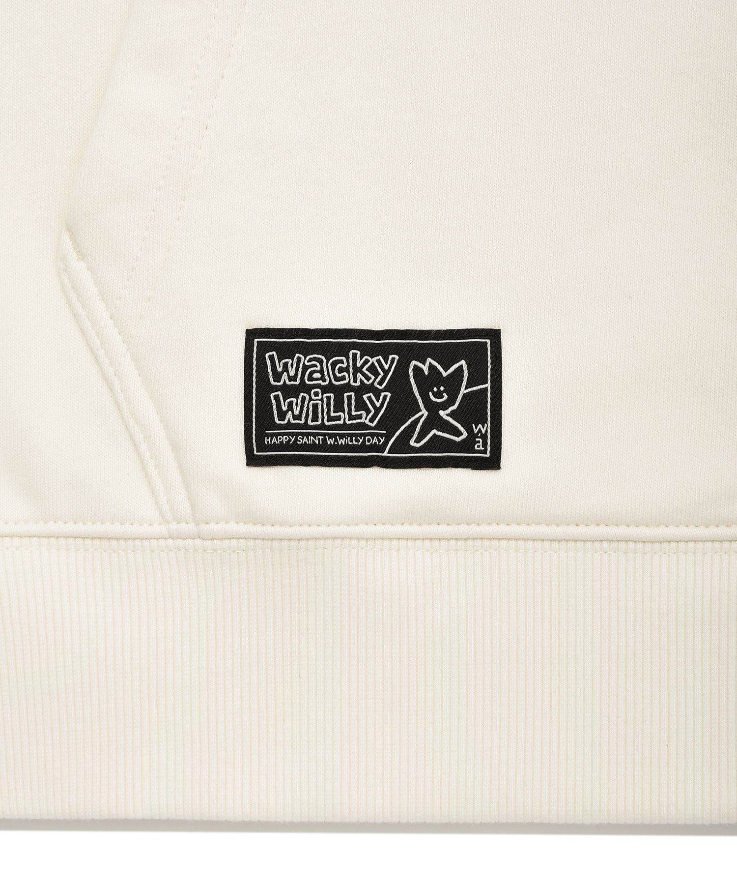 MUSINSA | WACKY WILLY Applique Hooded Cream