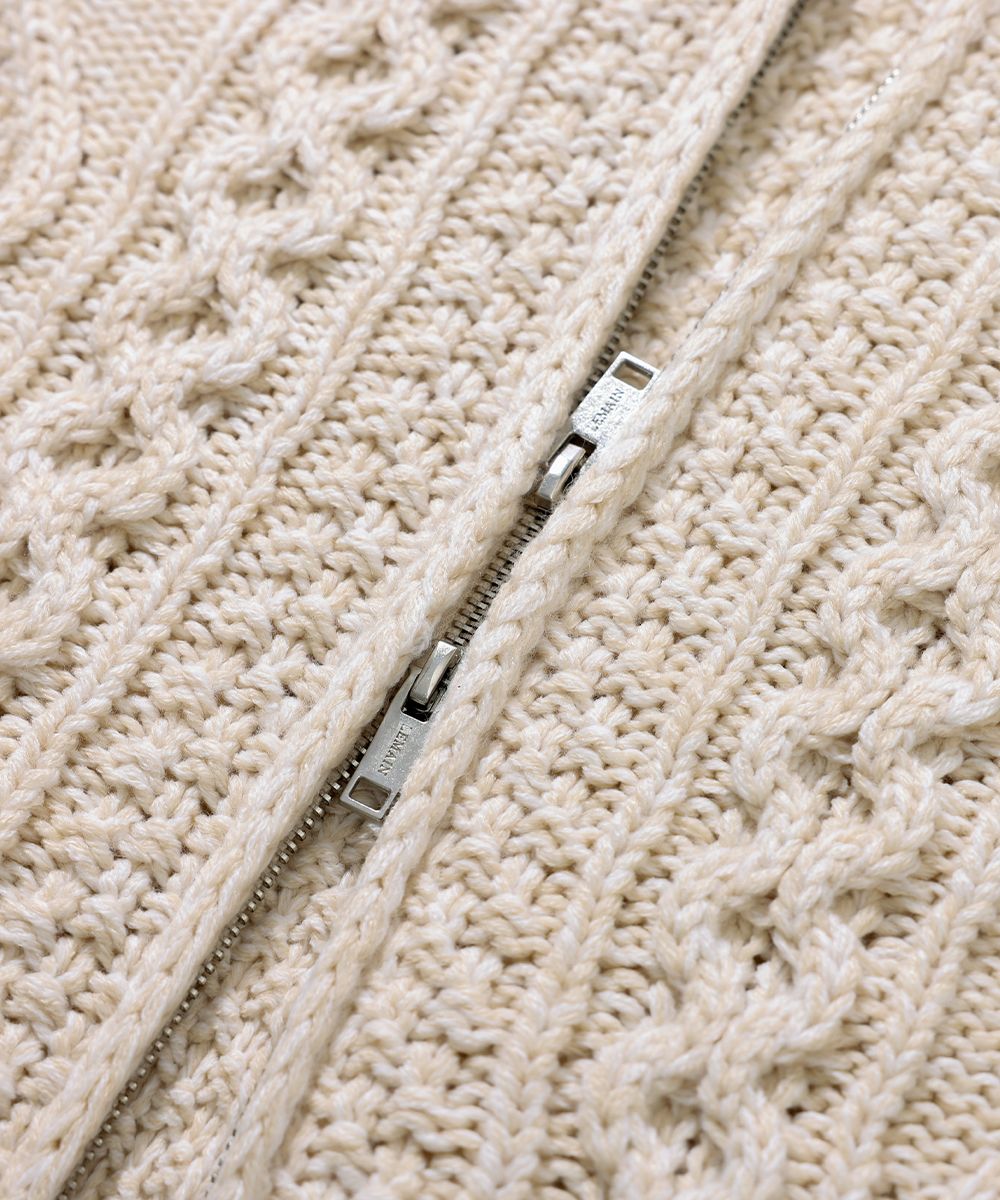 MUSINSA | LEMAIN SECOND 2WAY_Aran Washable Overfit Cable Hood Zip-up ...