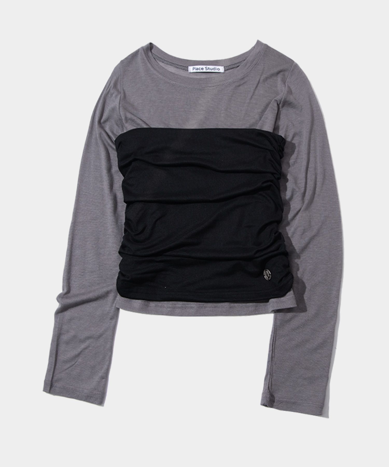 MUSINSA | PLACE STUDIO Muffler Set Shirring Round Neck Span Color Block ...