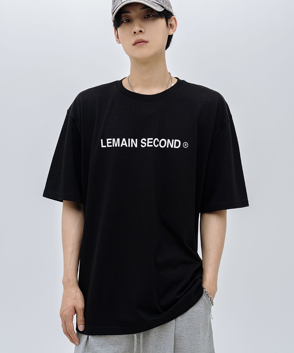 MUSINSA | LEMAIN SECOND SIGNATURE BIG LOGO OVERFIT SHORT SLEEVE T-SHIRT [BLACK]