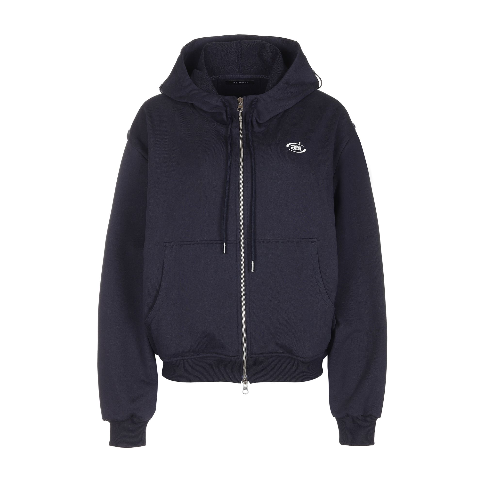 MUSINSA | AEIAEIAE Layered String Hooded Zip-Up [Navy]