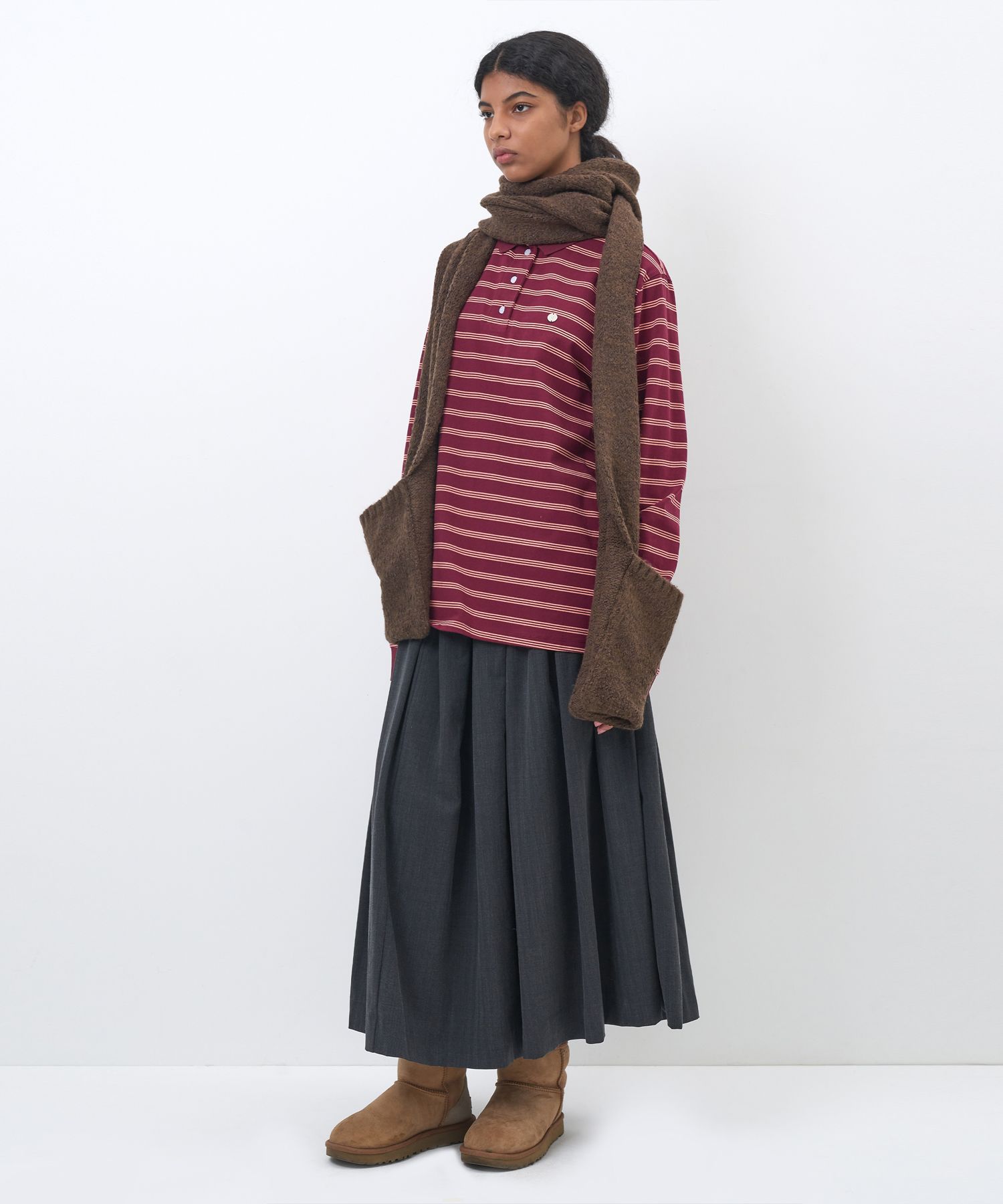 MUSINSA | PARTIMENTO WOMEN Hooded Pocket Knit Muffler_Brown MUSINSA | PARTIMENTO WOMEN Hooded Pocket Knit Muffler_Brown