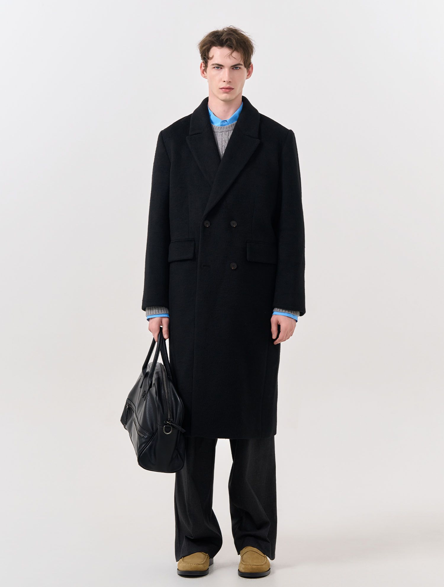 MUSINSA | GENERAL IDEA MAN New Classic Wool Blend Long Coat [BLACK ...