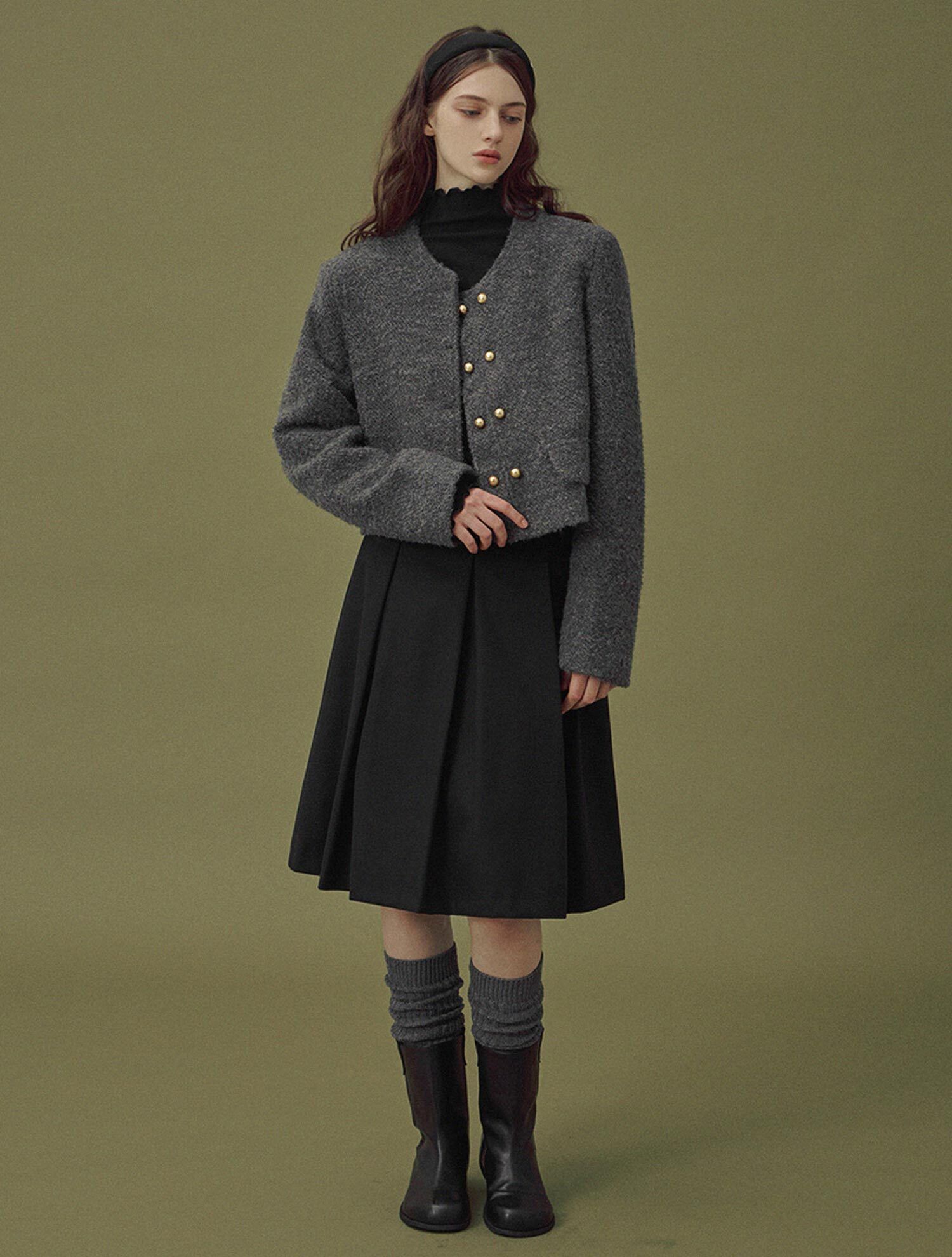 MUSINSA | TWEE Tehton pin tuck midi skirt