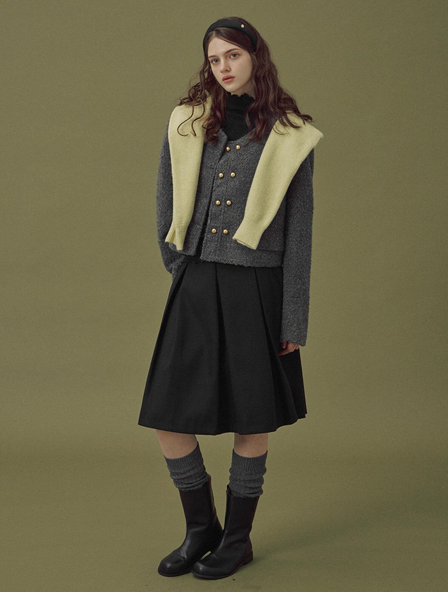 MUSINSA | TWEE Tehton pin tuck midi skirt