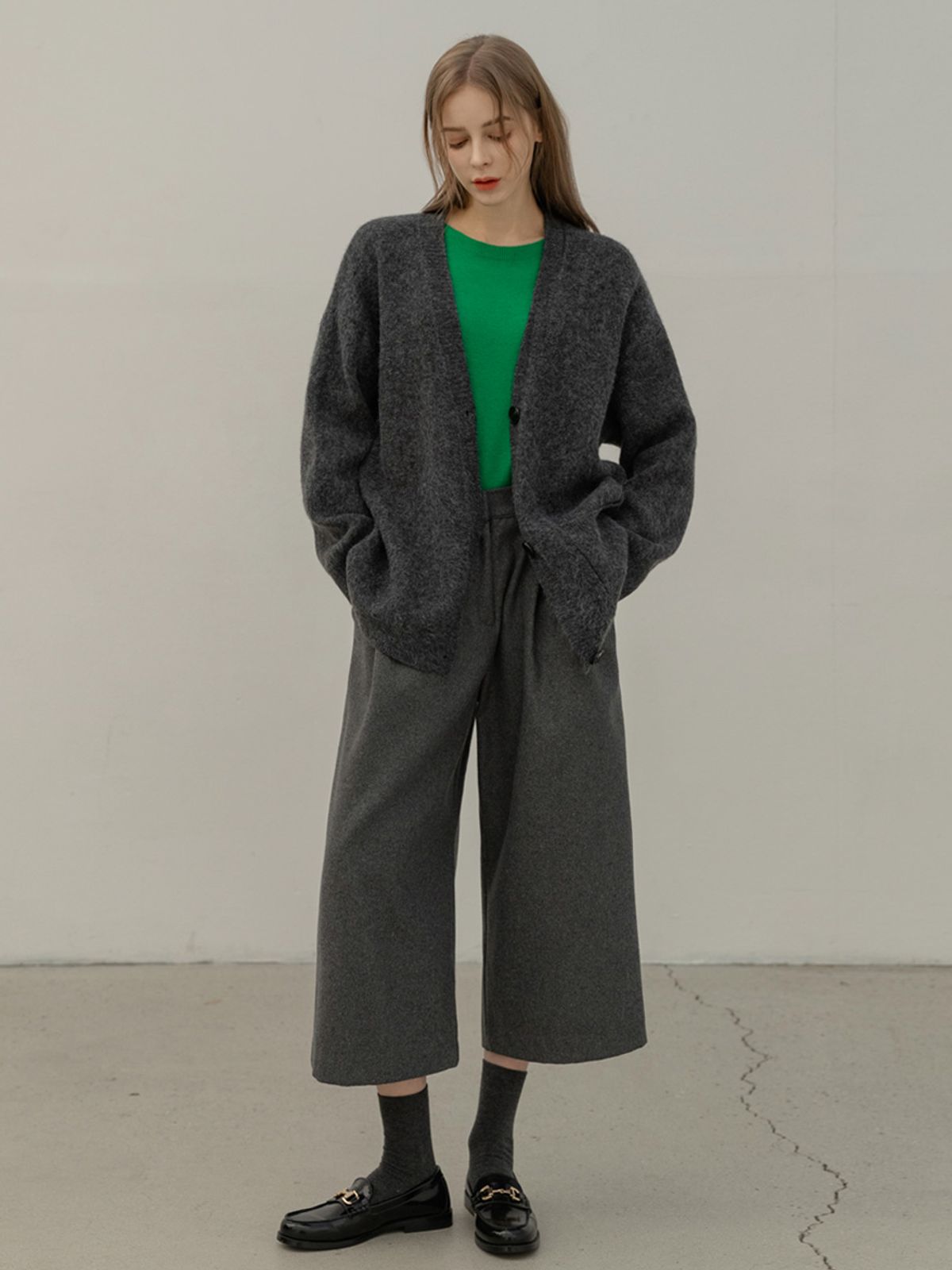 논앤논(NON AND NON) BASIC OVER FIT KNIT CARDIGAN_NWCA4168 (CHARCOAL) - 사이즈 ...