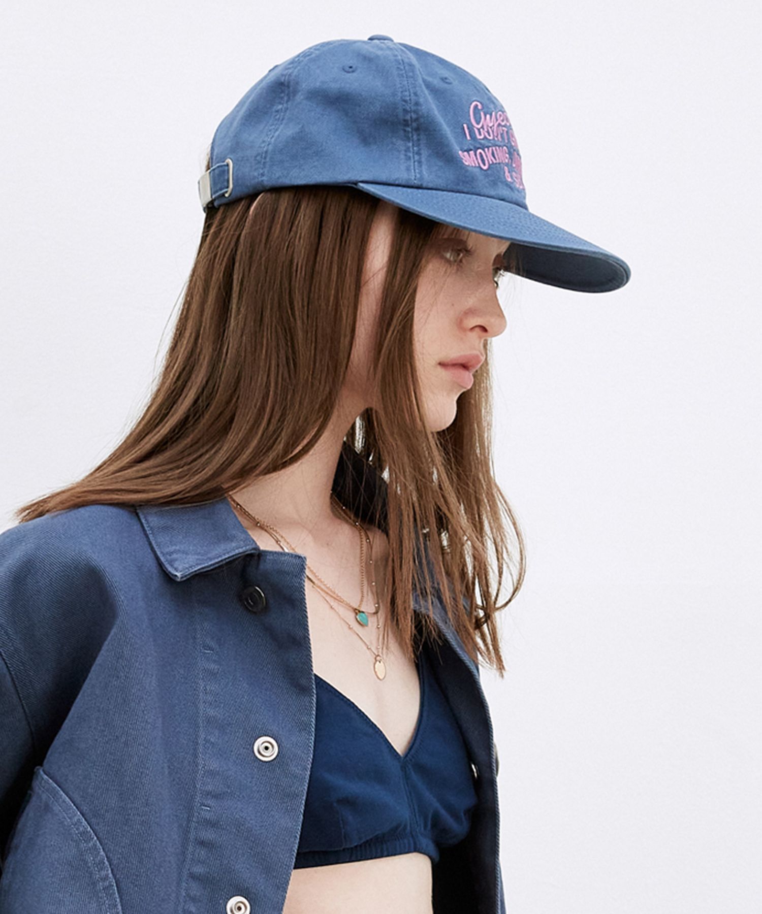 MUSINSA公式 | Gyeong Washed Logo 6Panel Cap_Vintage Blue