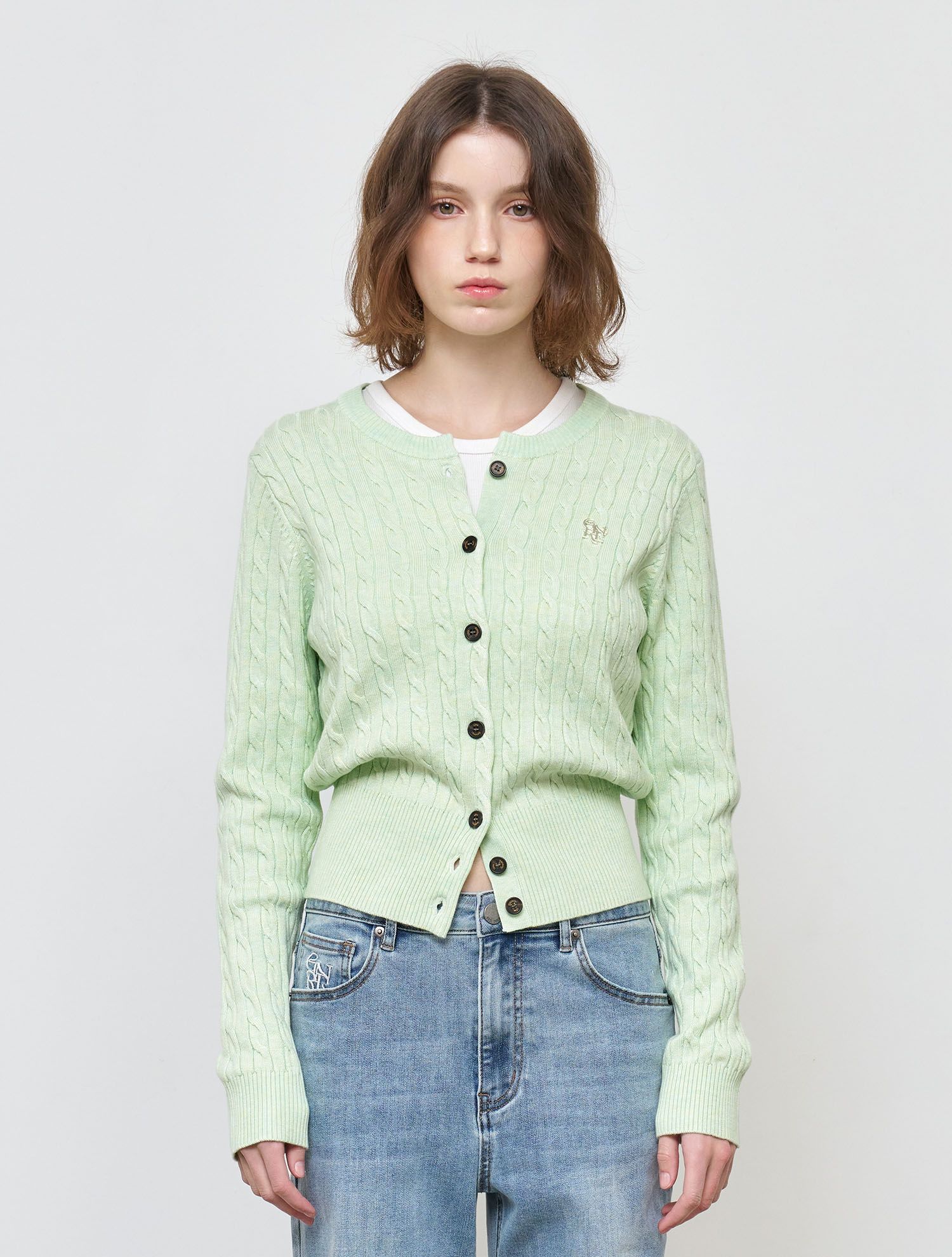 MUSINSA | GENERAL IDEA GNRL Signature Superfine Wool Cable Cardigan [MELON] / WBD3L04505