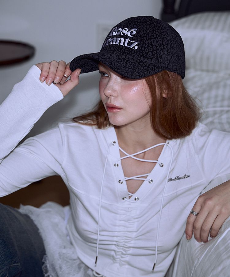 MUSINSA公式 | ROSÉ FRANTZ Rose Leopard Ball Cap [Black]