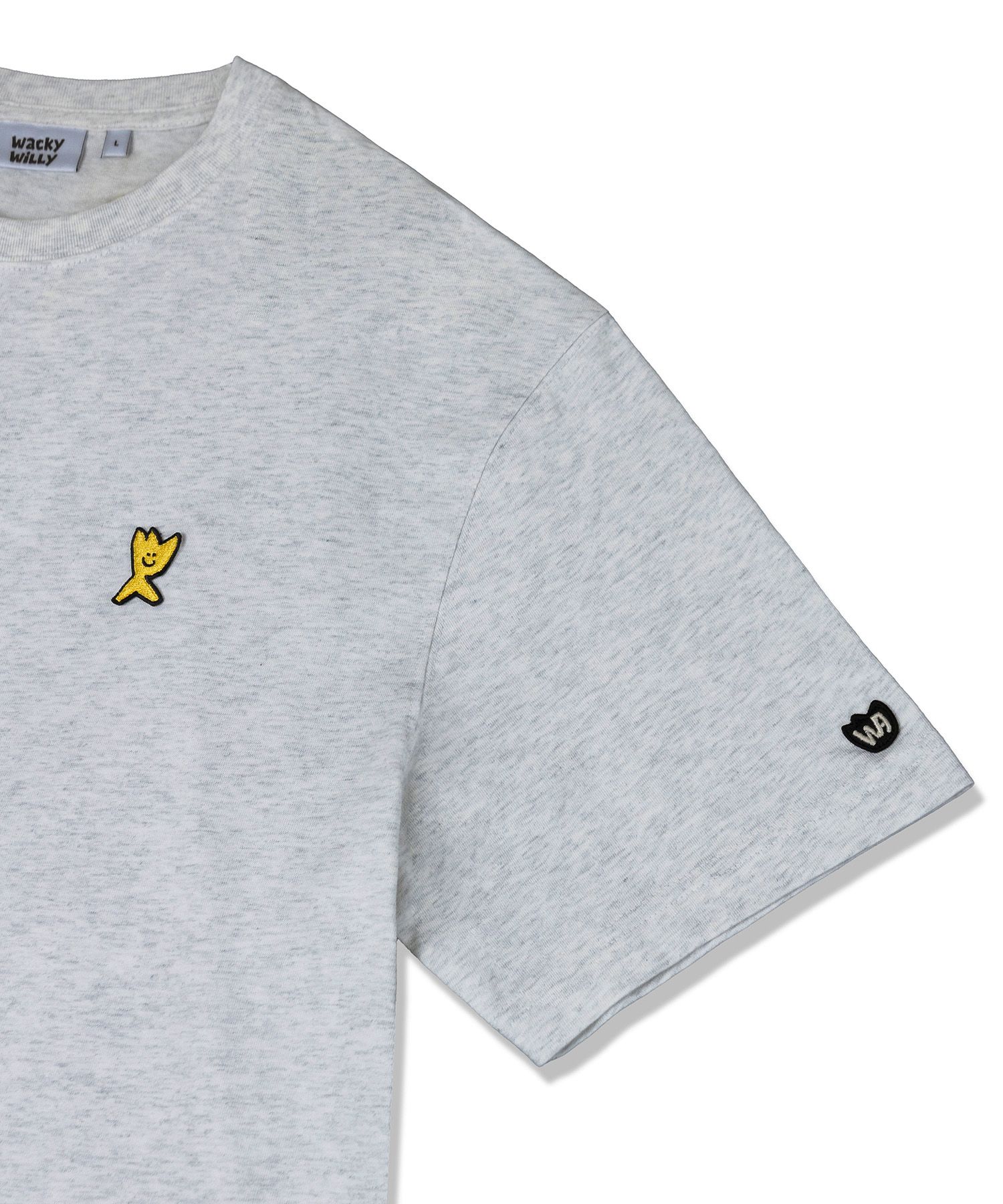 MUSINSA | WACKY WILLY Signature Kiki Wappen Short Sleeve T-Shirt Light Grey