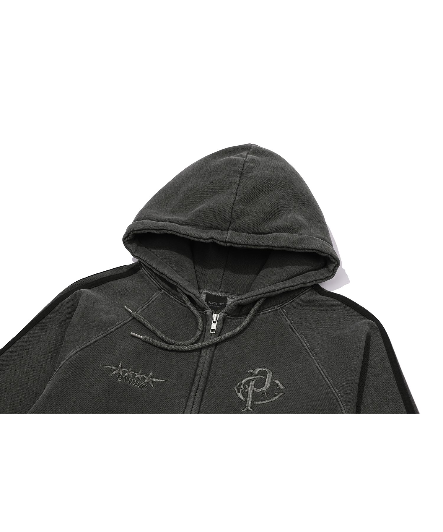 MUSINSA | CPGN STUDIO [2-WAY] CP Line Pigment Hood Zip-up Smoke Black