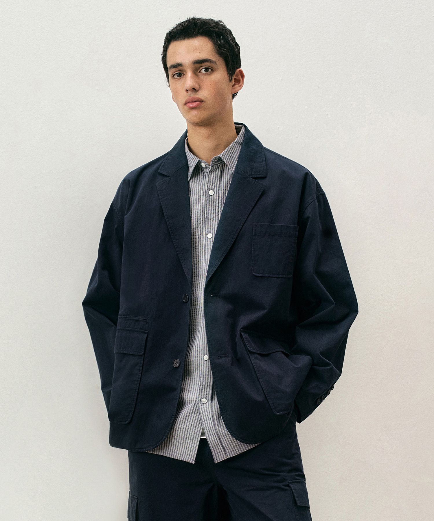 MUSINSA | COSTUME O'CLOCK Cotton loose fit washed blazer black ...