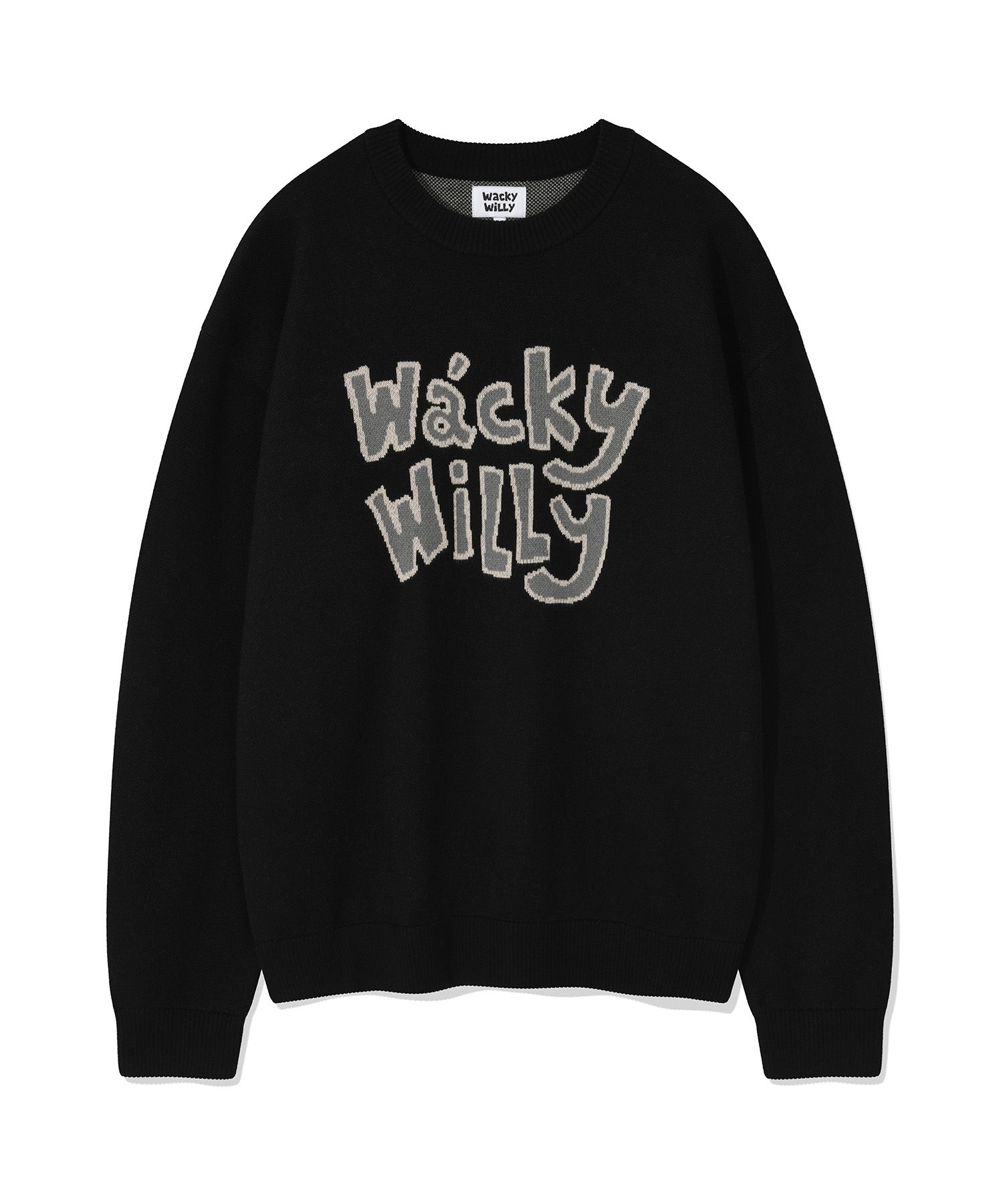 MUSINSA公式 | WACKY WILLY Typo Jacquard Knit Black