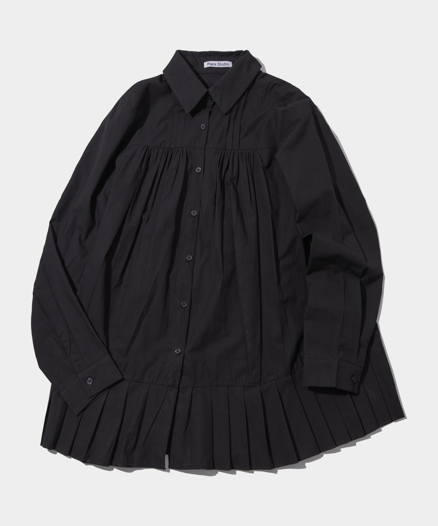 MUSINSA | PLACE STUDIO Minimal Pleated Frill Cotton Shirring Long ...