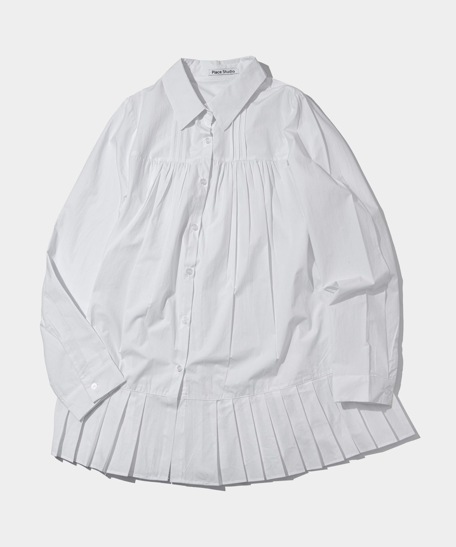 MUSINSA | PLACE STUDIO Minimal Pleated Frill Cotton Shirring Long ...