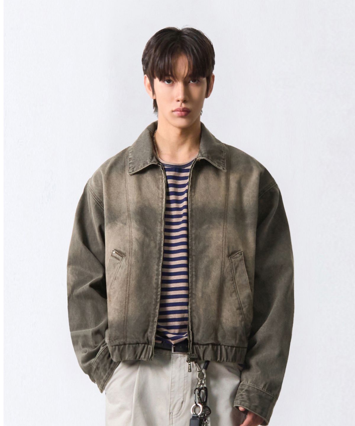 MUSINSA | DIMITRI BLACK 2WAY Crop Denim Blue Jacket_Dust Black