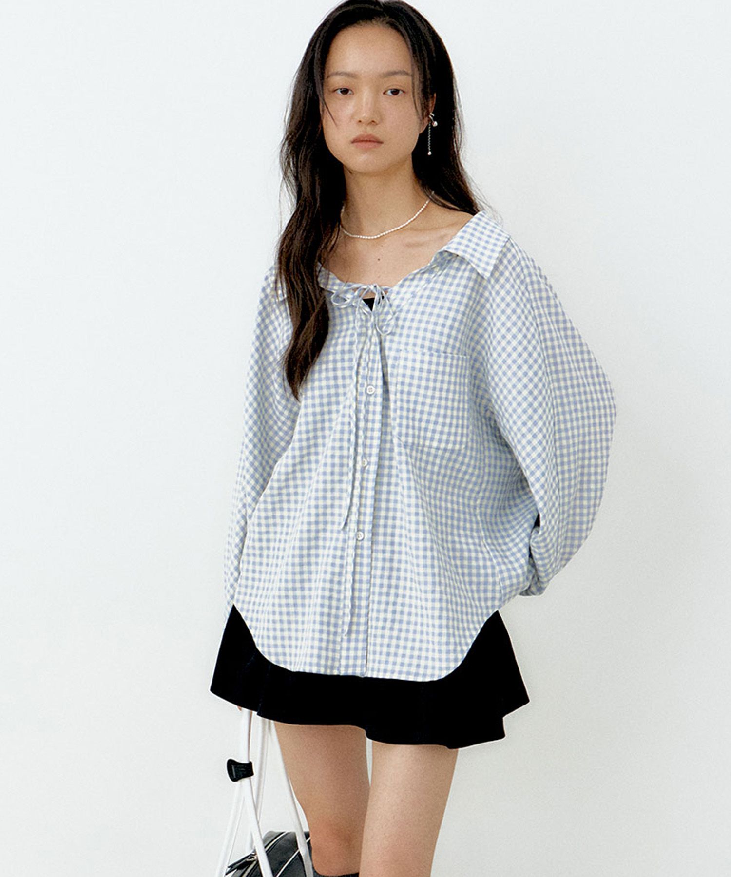 MUSINSA | MARRON EDITION 25 Spring_ Check String Oversized Shirts (2 Color)