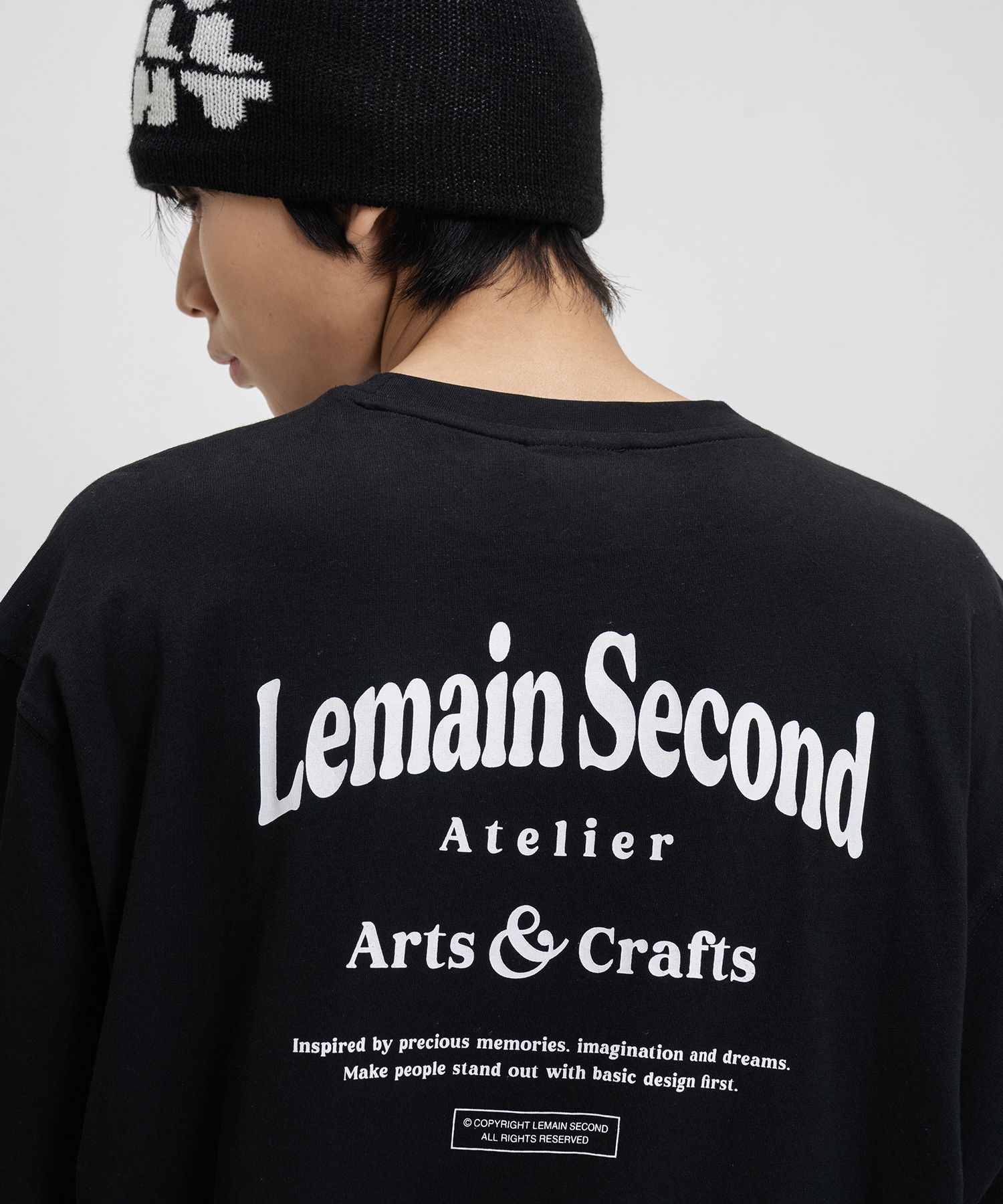 MUSINSA | LEMAIN SECOND Back Point Atelier Overfit Short Sleeve Tee [Black]