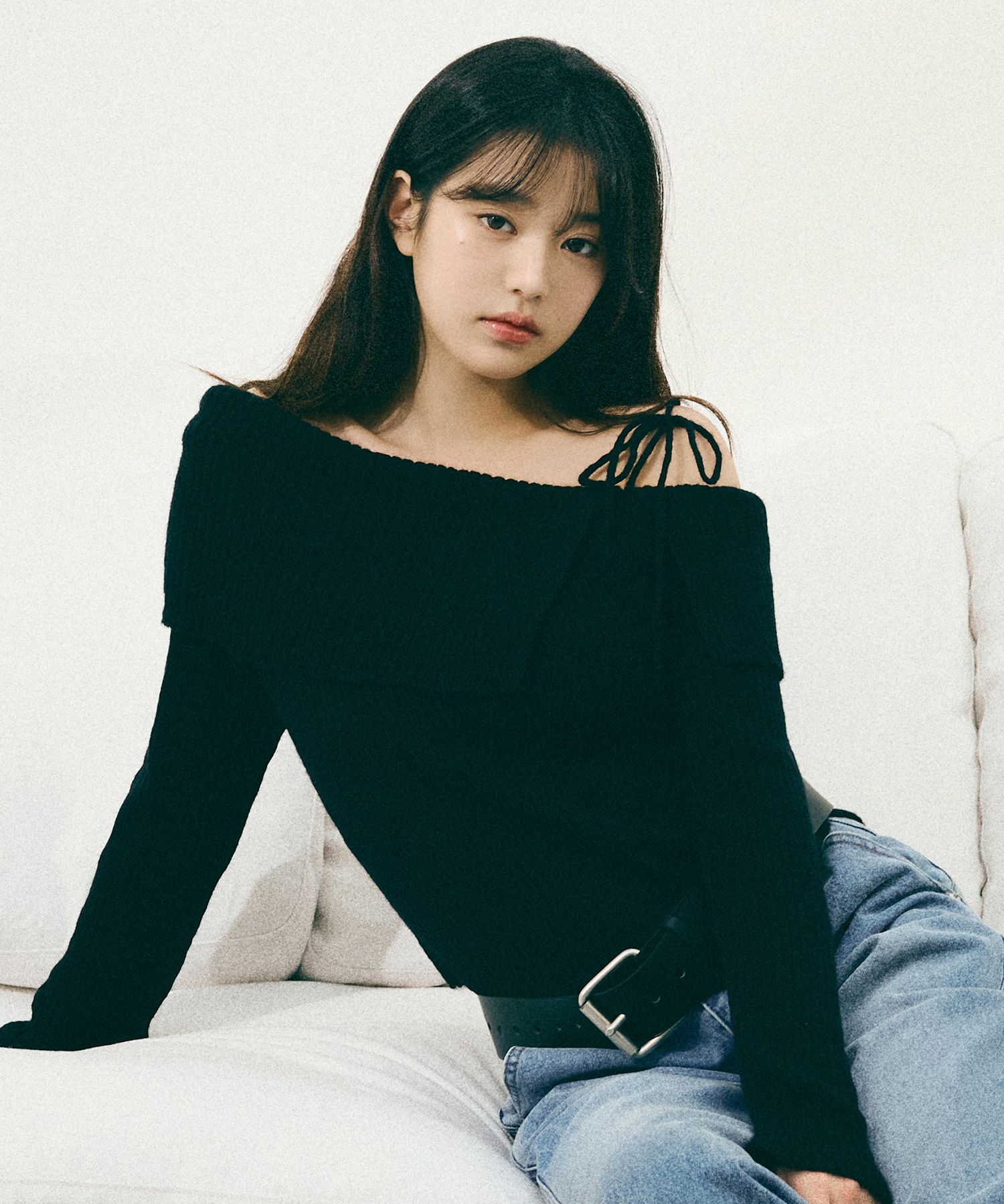 MUSINSA公式 | ROLAROLA MOHAIR WOOL BLENDED OFF SHOULDER KNIT BLACK