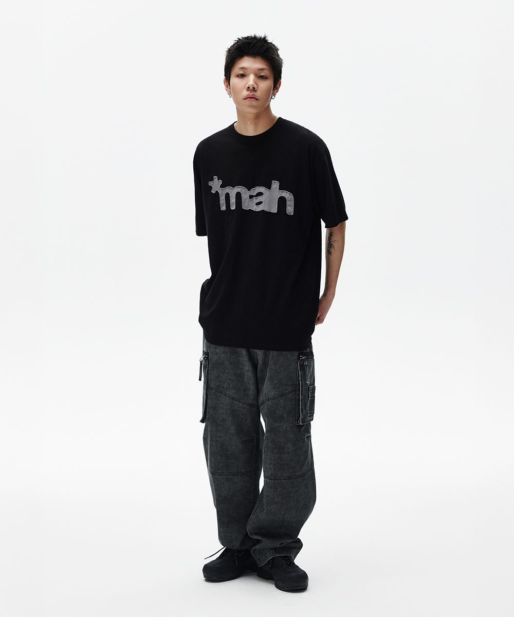 MUSINSA公式 | MAHAGRID mah CUT OFF APPLIQUE TEE BLACK(MG2FMMT523A)