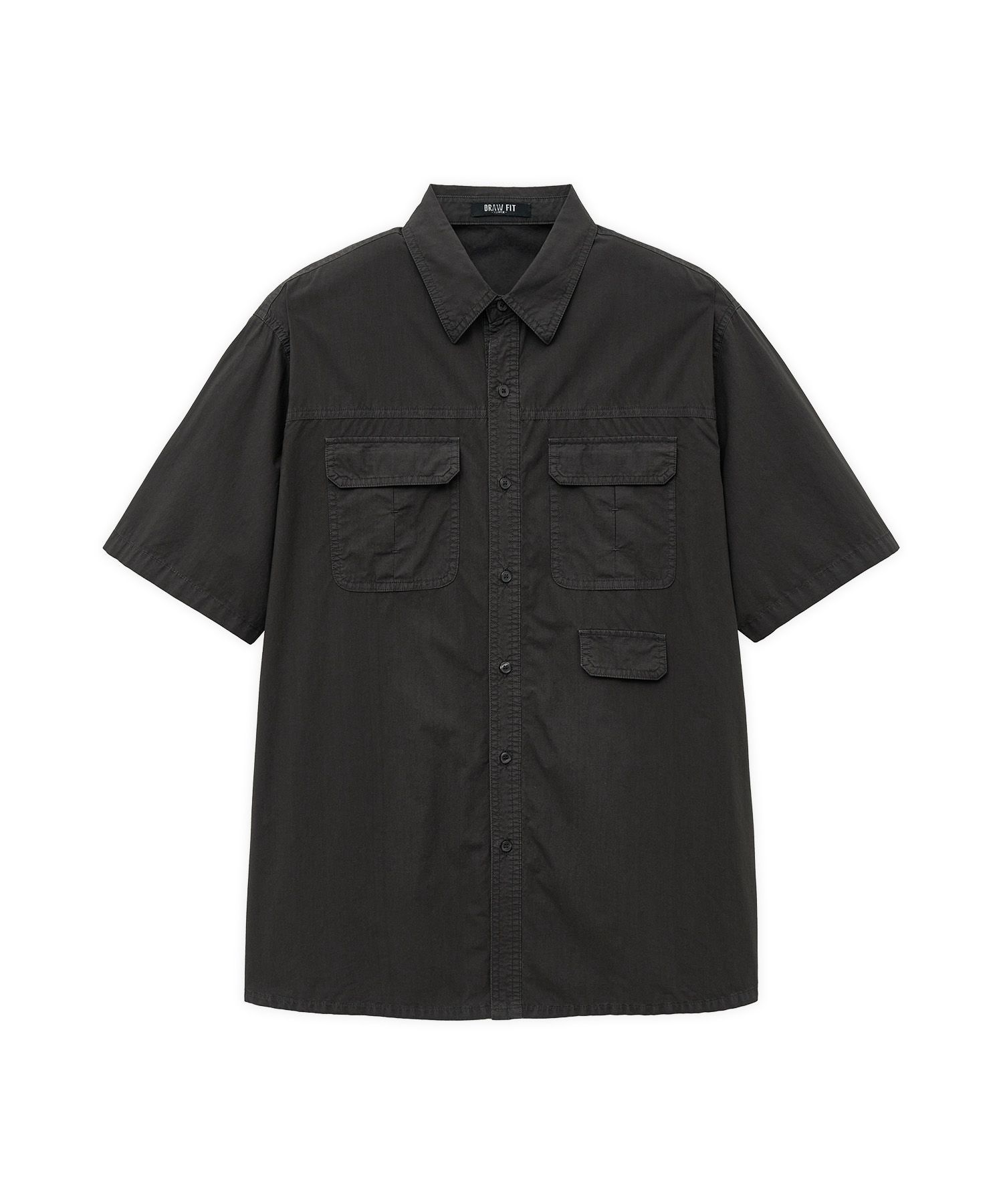 MUSINSA | DRAW FIT AKMAN COTTON DYED HALF WORK SHIRT [D.CHARCOAL]