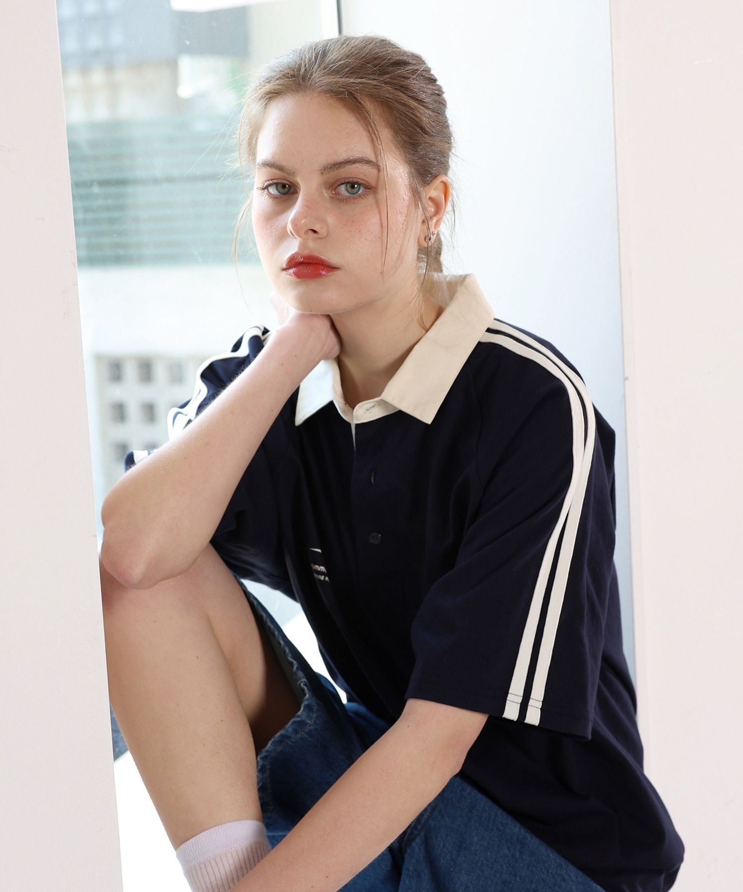 MUSINSA公式 | GHOST REPUBLIC Rugby Collar Raglan Track Short Sleeve T ...