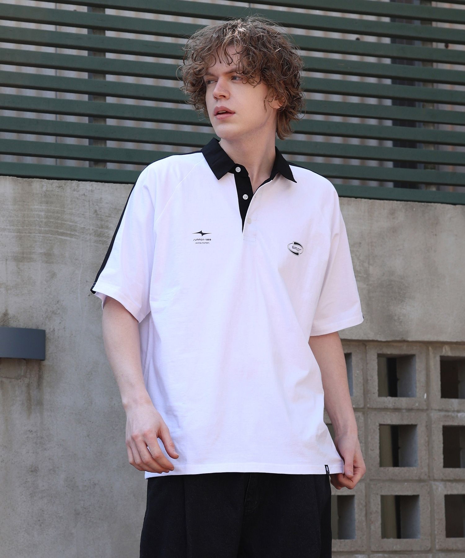 MUSINSA公式 | GHOST REPUBLIC Rugby Collar Raglan Track Short Sleeve T ...