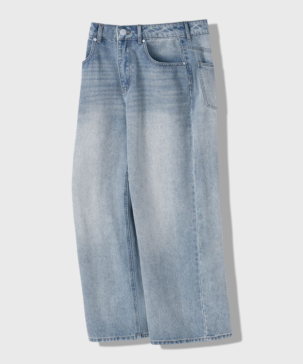 MUSINSA | LEMAIN SECOND Vintage catwash wide denim pants [light blue]