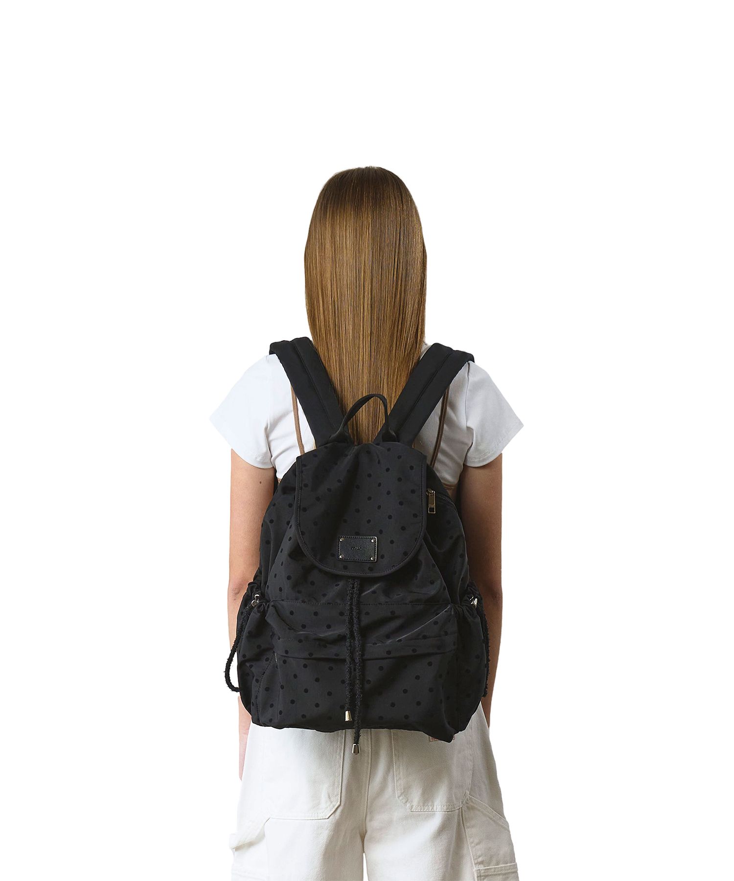 MUSINSA公式 | MUR Fluffy String Backpack (dot black)