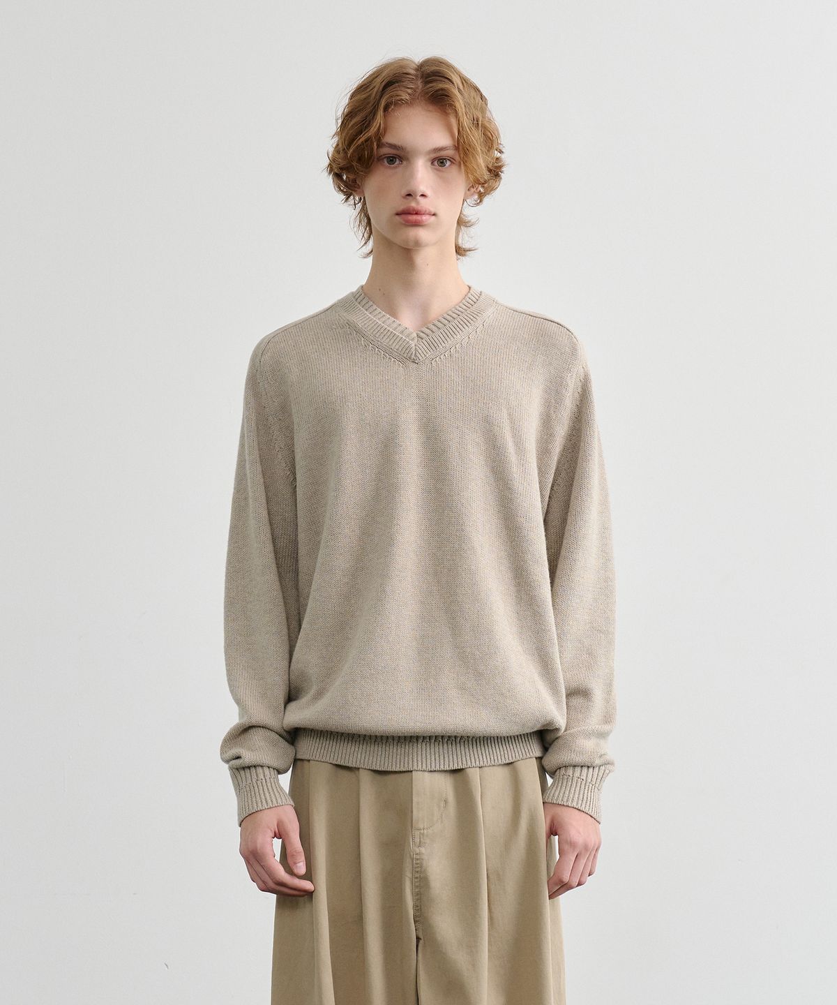 노운(NOUN) layered V neck knit (beige) - 사이즈 & 후기 | 무신사