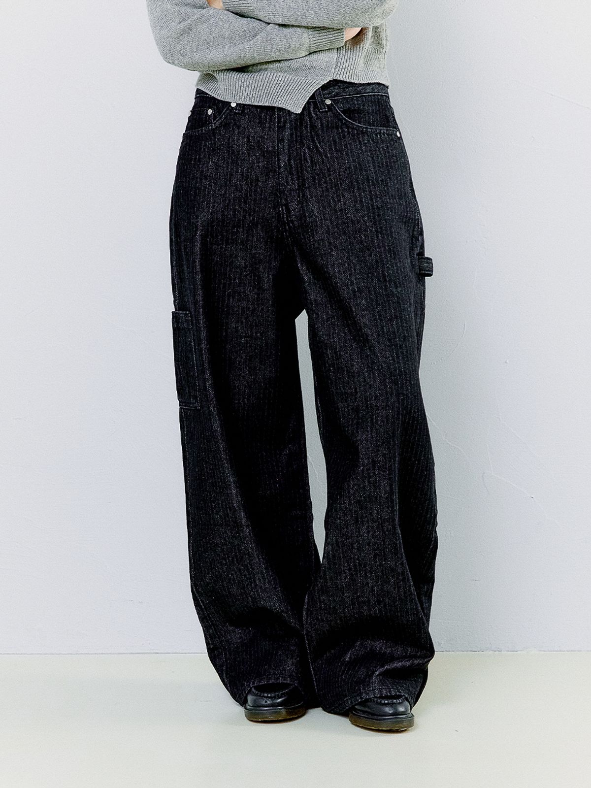 오피쉬(OAFISH) OAF LOGO STRIPE WORK PANTS, BLACK DENIM - 사이즈 & 후기 | 무신사