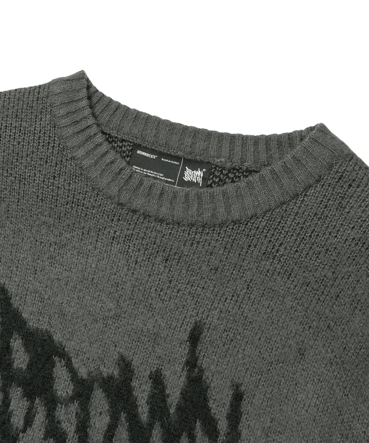 브라운브레스(BROWNBREATH) TAG JACQUARD BRUSH KNIT - CHARCOAL - 사이즈 & 후기 | 무신사
