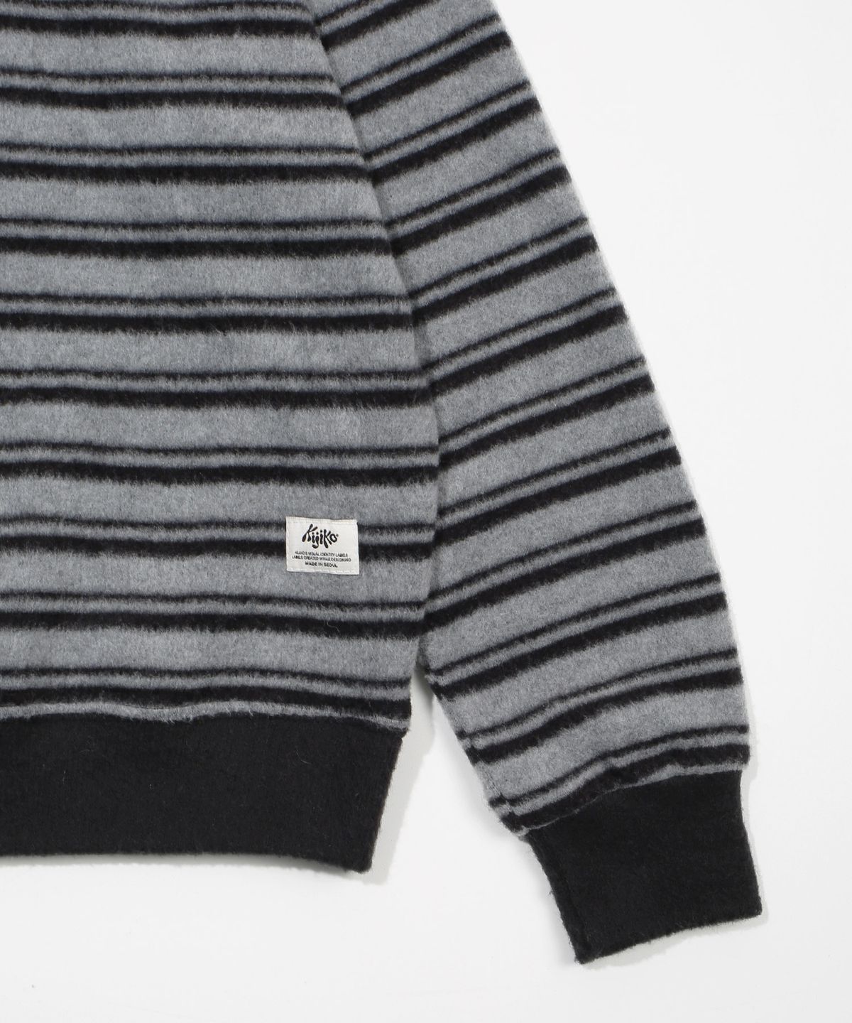 키지코(KIJIKO) ke304-Stripe Collar Knit Charcoal - 사이즈 & 후기 | 무신사