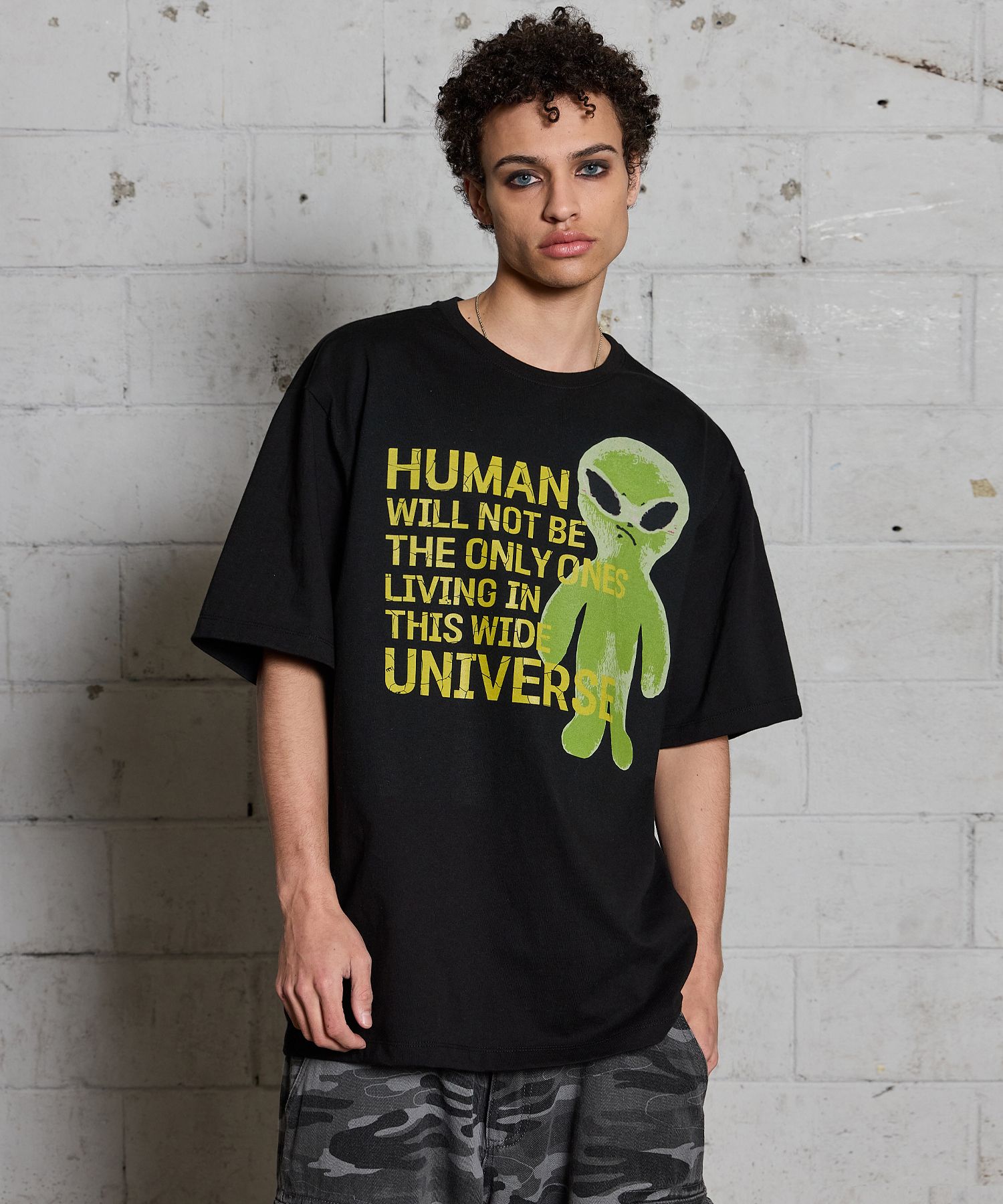 MUSINSA公式 | HOODHOOD エイリアンスローガン半袖Tシャツブラック