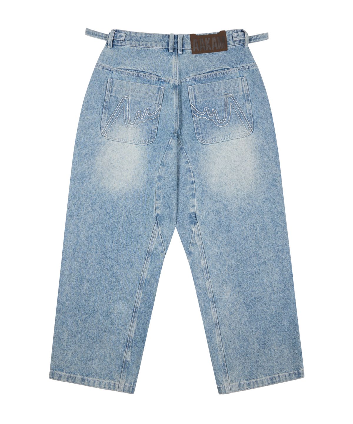 아캄(AAKAM) Stitched Baggy Denim Pants (Blue) - 사이즈 & 후기 | 무신사